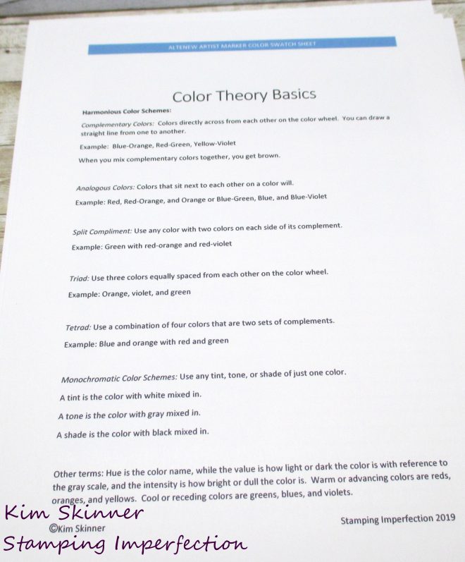 Free Printable Color Wheel, Color Theory Notes, Altenew Artist Marker ...